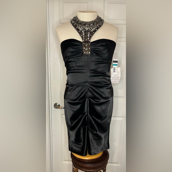 Cachet | Dresses | Nwt Cachet Black Satin Dress | Poshmark